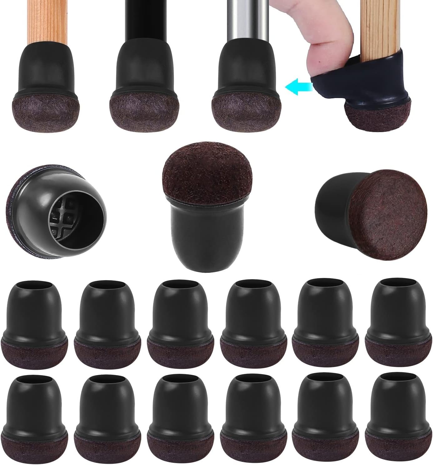 16x Rubber Furniture Feet Ferrule Caps Stoppers - Many Sizes & Colours ...