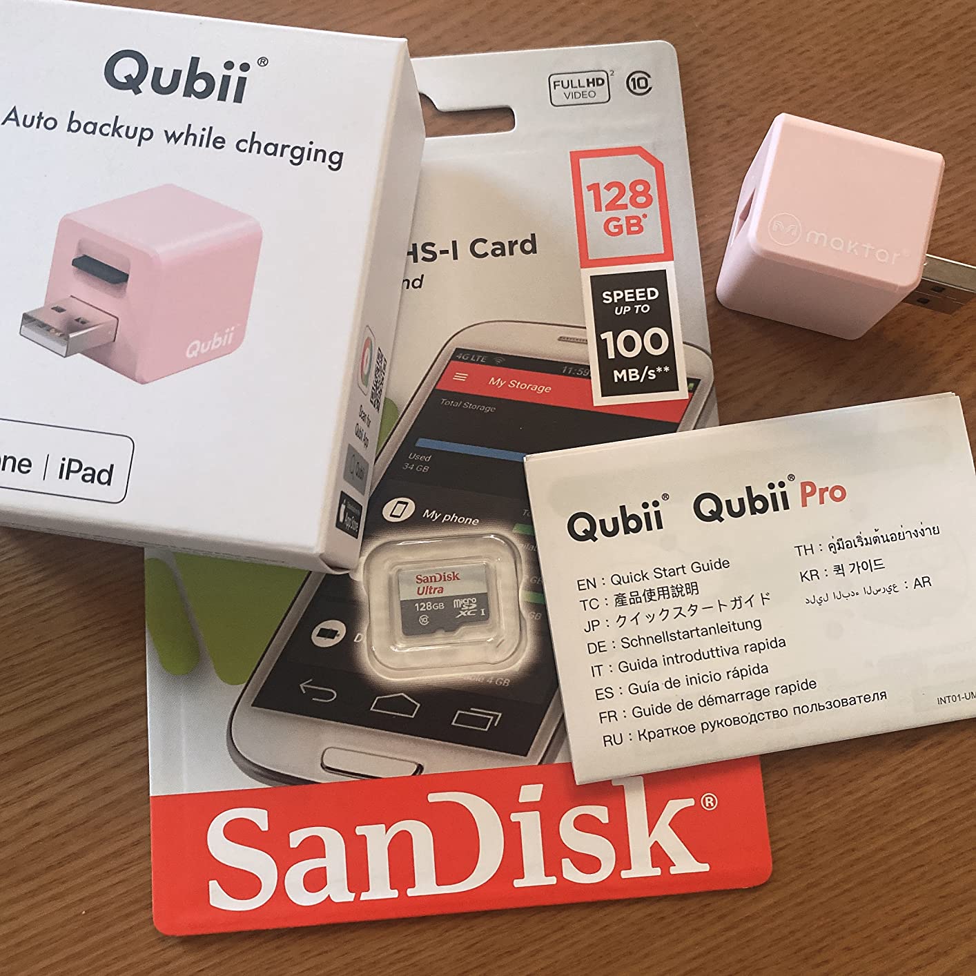 Amazon.co.jp: Maktar Qubii (microSD 128GB付) 充電しながら自動バックアップ iphone usbメモリ ipad 容量不足解消 写真 動画 音楽 連絡 ...