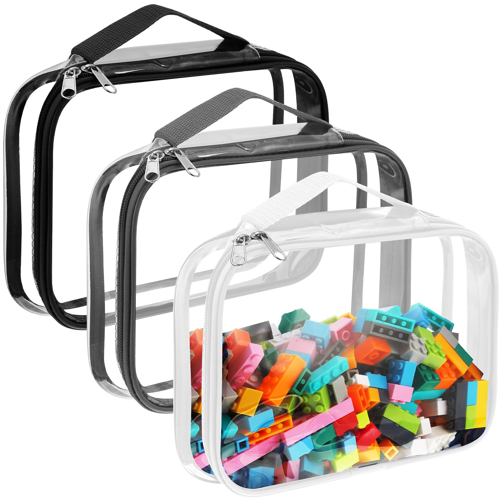 Amazon.com: Sanwuta 3 Packs Toy Storage Bags with Zipper, Clear PVC ...