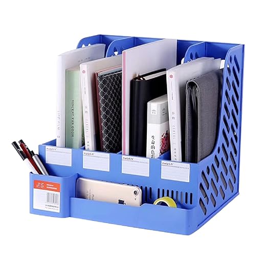 DaKos Plastic 4 Compartments File Rack Paper Holder, Desktop Organizers ...