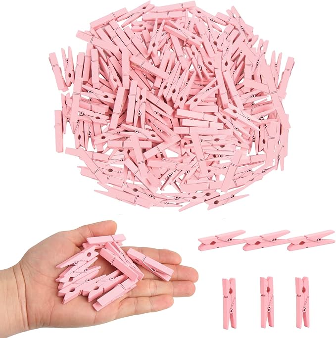 Amazon.com: KIMOBER 1.77Inch Wooden Clothespins,Pink Craft Wood Clothes ...