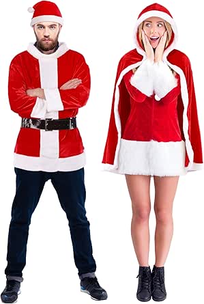 Amazon.com: Haull 4 Pcs Christmas Santa Jacket Santa Coat Santa Claus ...