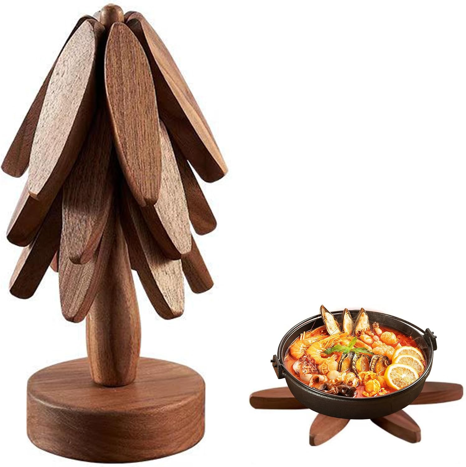 InciFuerza Beech Wood Trivets Set of 3 – Non-Slip Heat-Resistant Wooden ...