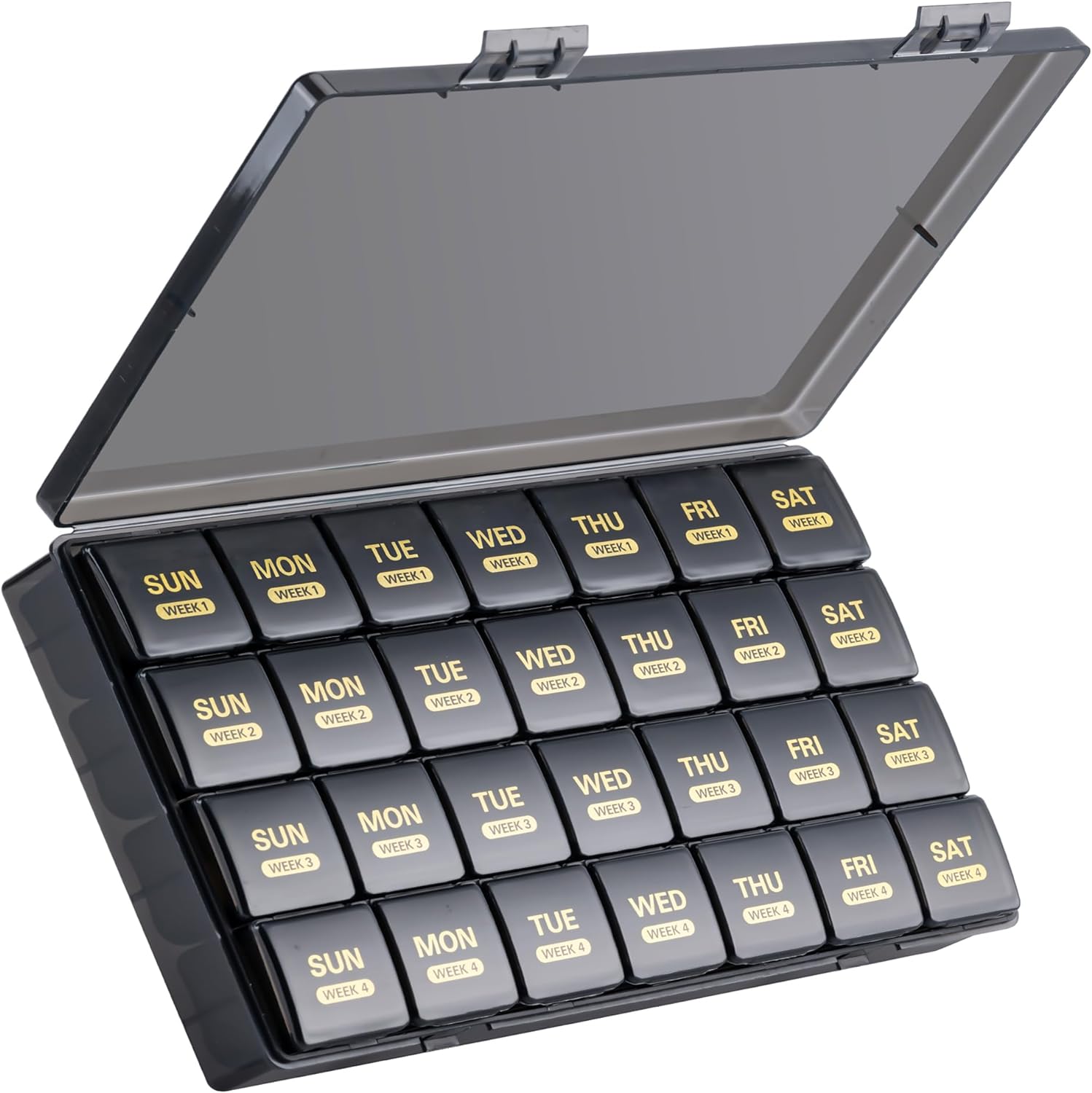 Monthly Pill Organizer, 28 Day Pill Box 1 Time a Day with Dust-Proof ...