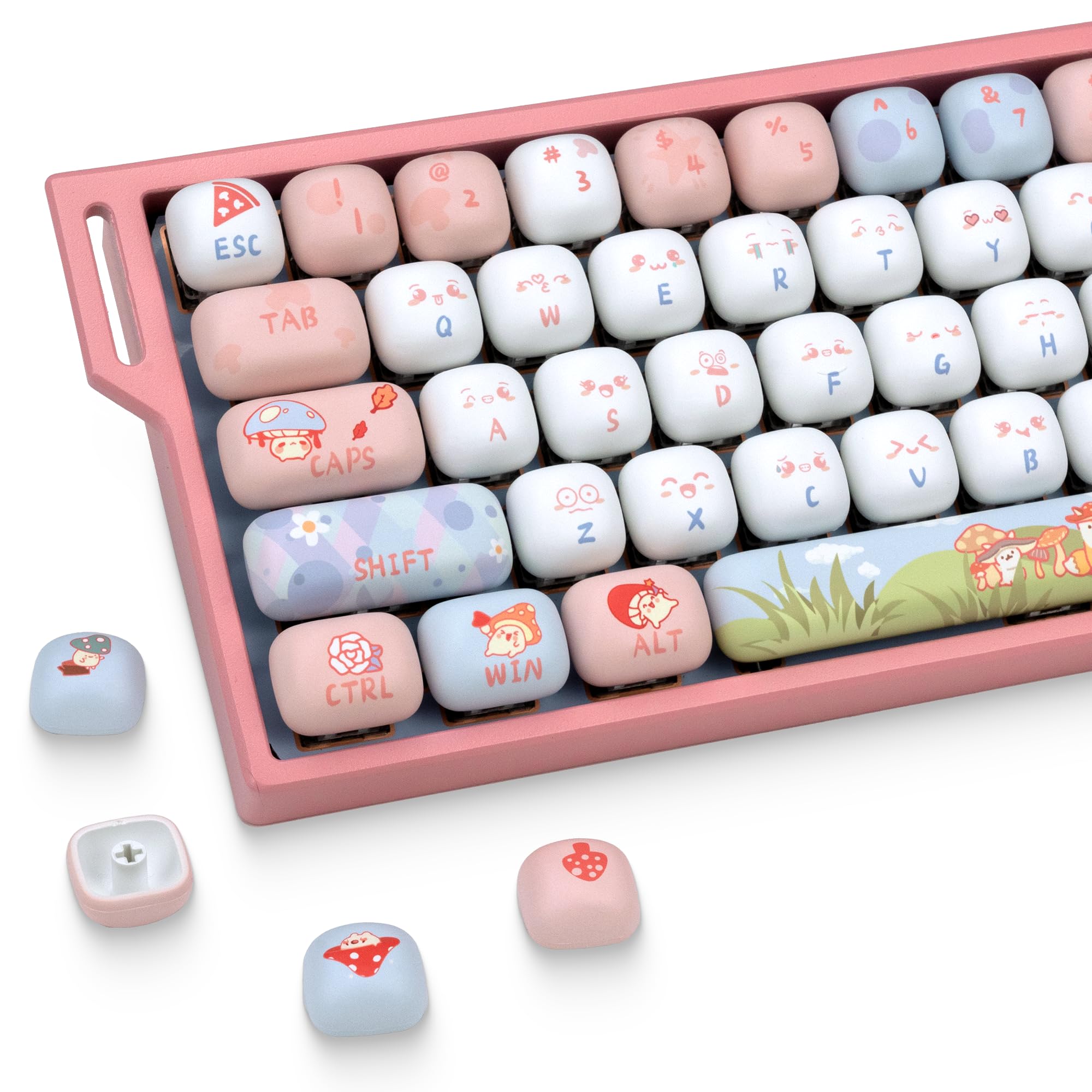 Snapklik.com : HITIME XVX PBT Keycaps Set - Pink Cute Keycaps, MOG ...