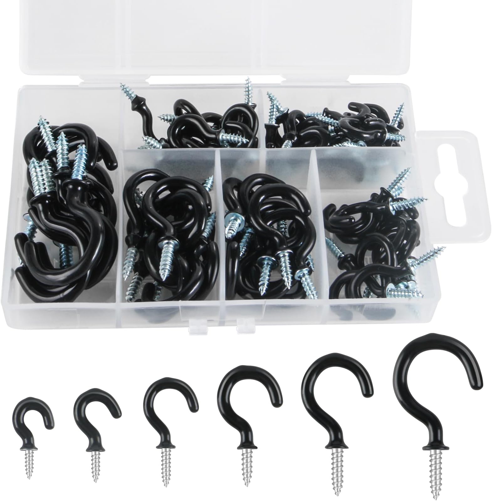 75PCS Black Hooks for Hanging Ceiling Screw in Hooks, Metal Ceiling ...