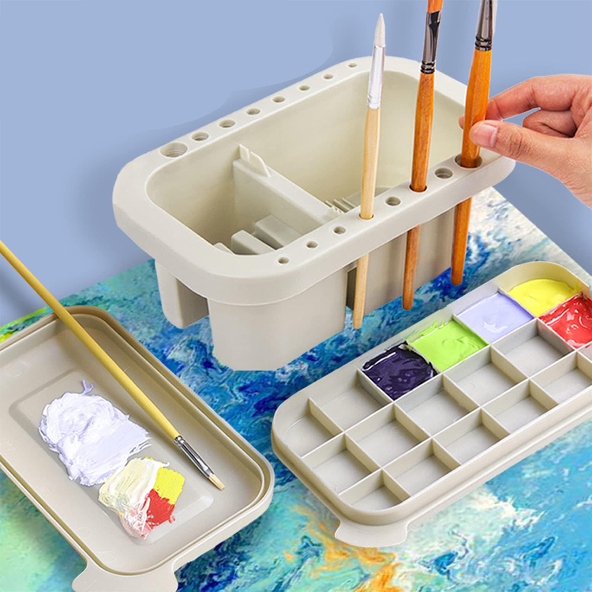 Ksrnsne Paint Brush Washer Bucket Multi-Use Paint Brush Basin with Art ...