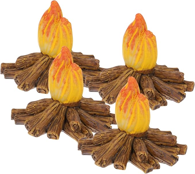 Amazon.com: Toddmomy 4pcs Fake Resin Bonfire Model Miniature Campfire ...