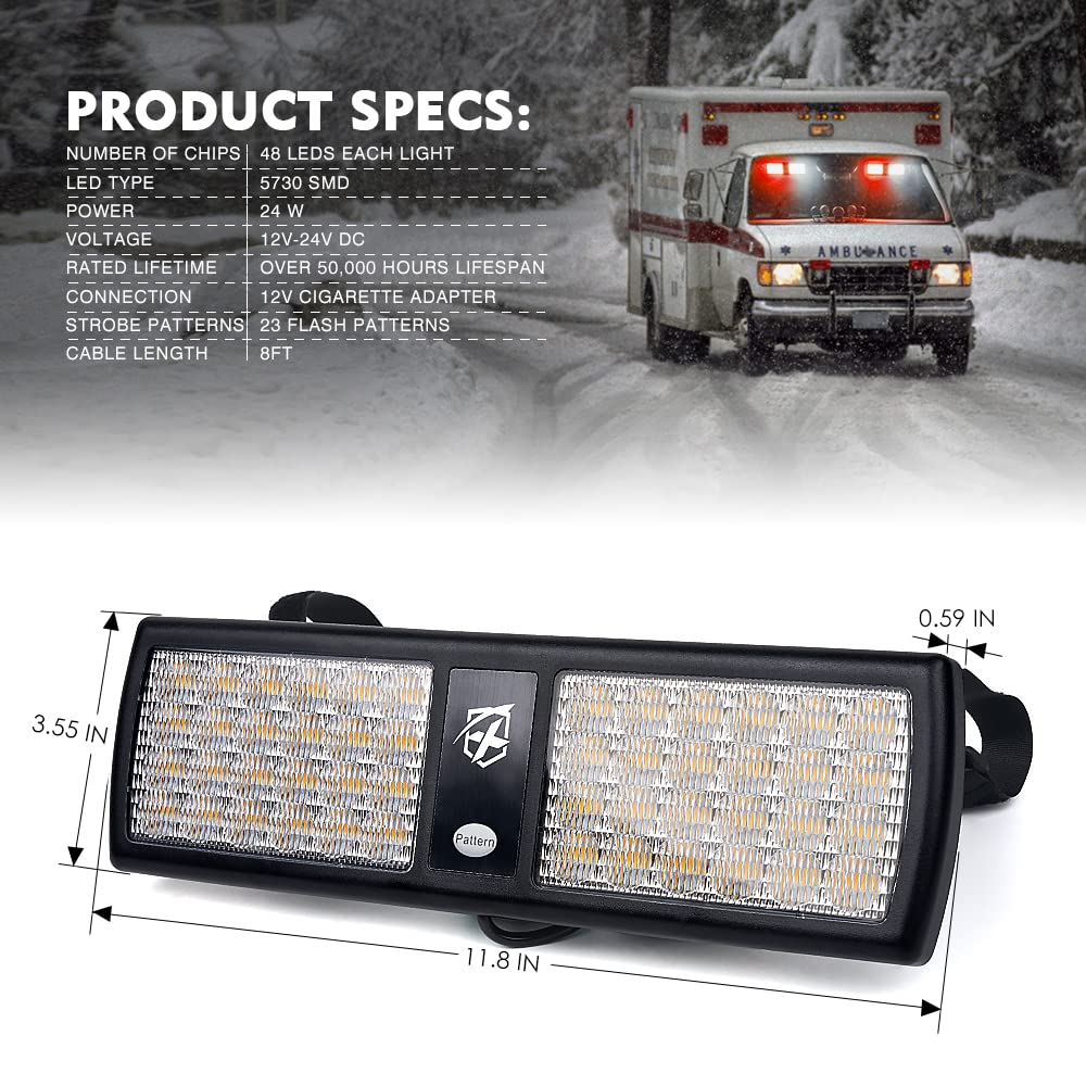 Snapklik.com : White/Red LED Dual Visor Strobe Flashing Lights ...
