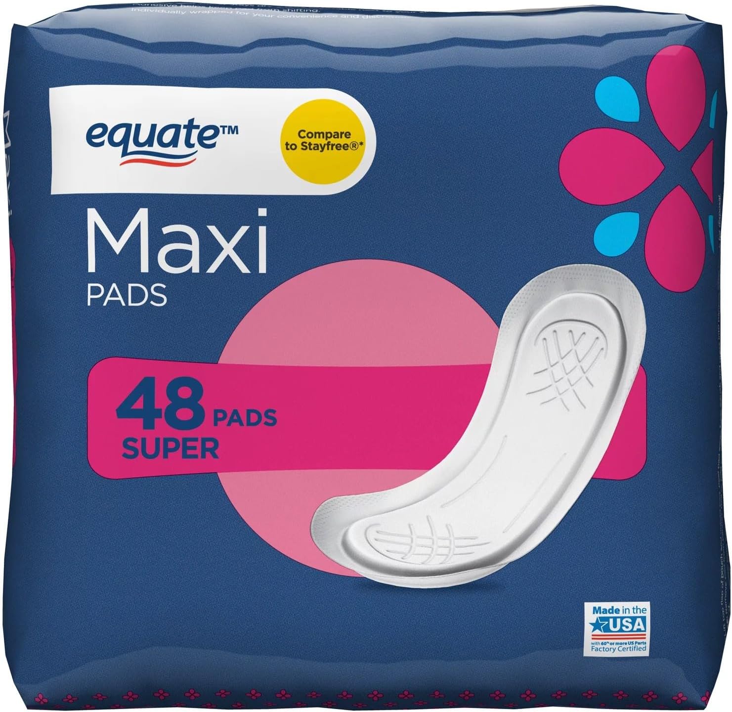 Amazon.com: Equate Maxi Pads, Super Absorbency, 48 Count, Made in USA ...