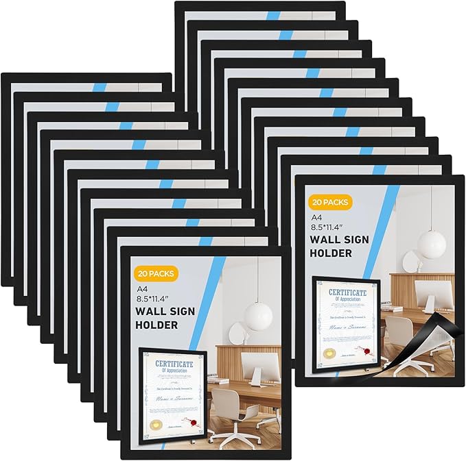 Amazon.com - FACULX 20 Pack Self-Adhesive Wall Signs Holder 8.5 x 11 ...