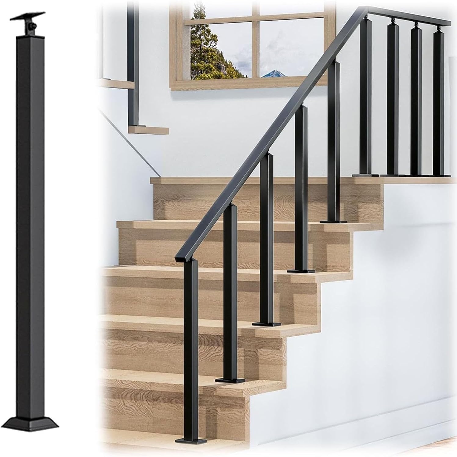 Amazon.com: Square Steel Stair Baluster Posts- 270° Adjustable Metal ...