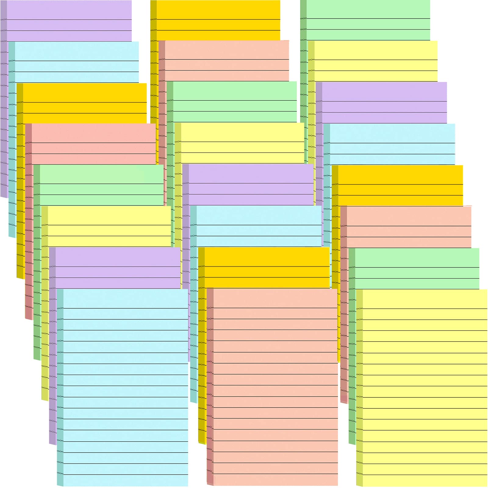 Amazon.com : 24 Pack Lined Sticky Notes 4X6 in Self Sticky Note Pads ...