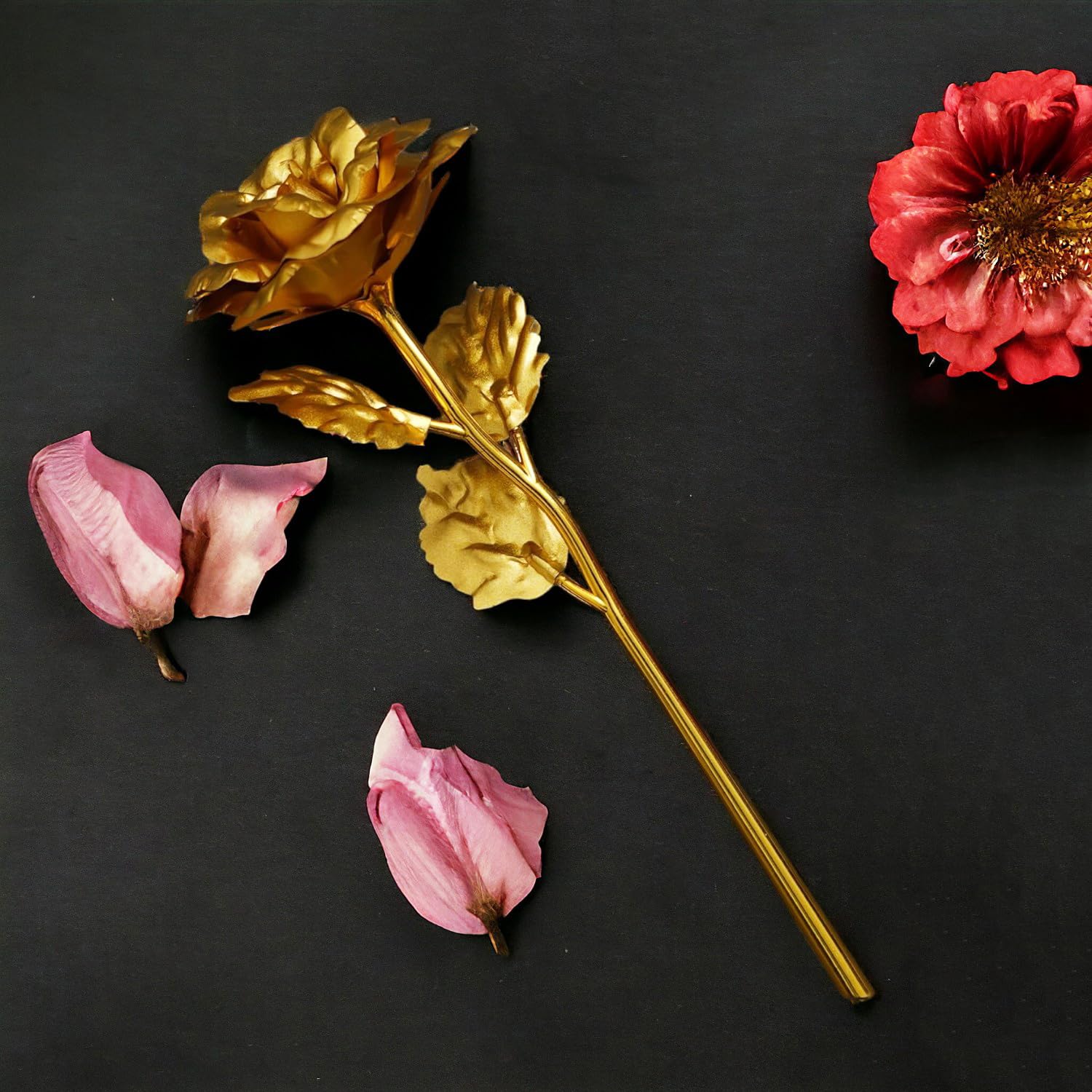 Buy ascension Plastic Golden Rose for Valentine Day Gift Artificial ...