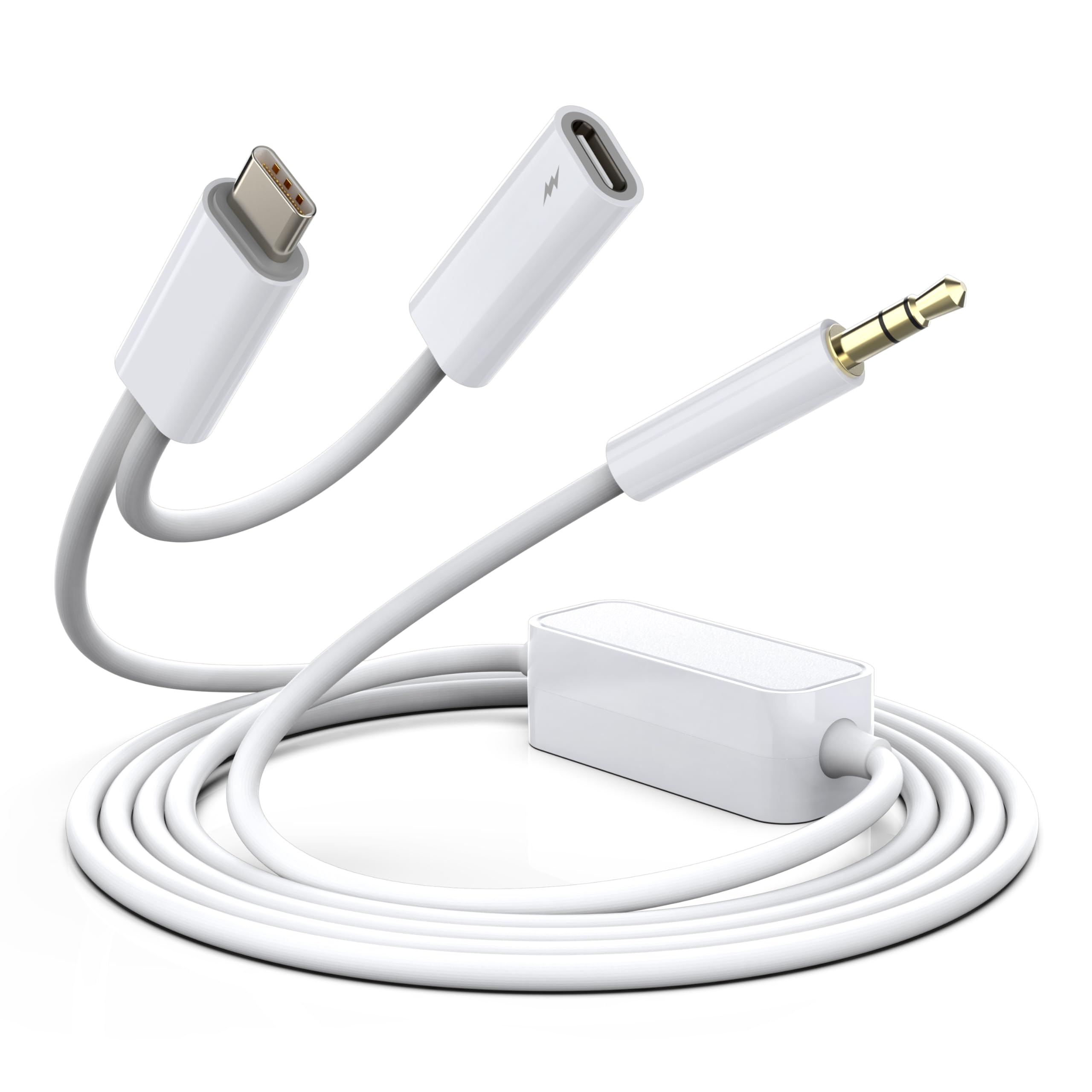 Amazon.com: KUYLICYMO Aux to USB-C Cord,2-in-1 USB-C to Aux Cable with ...