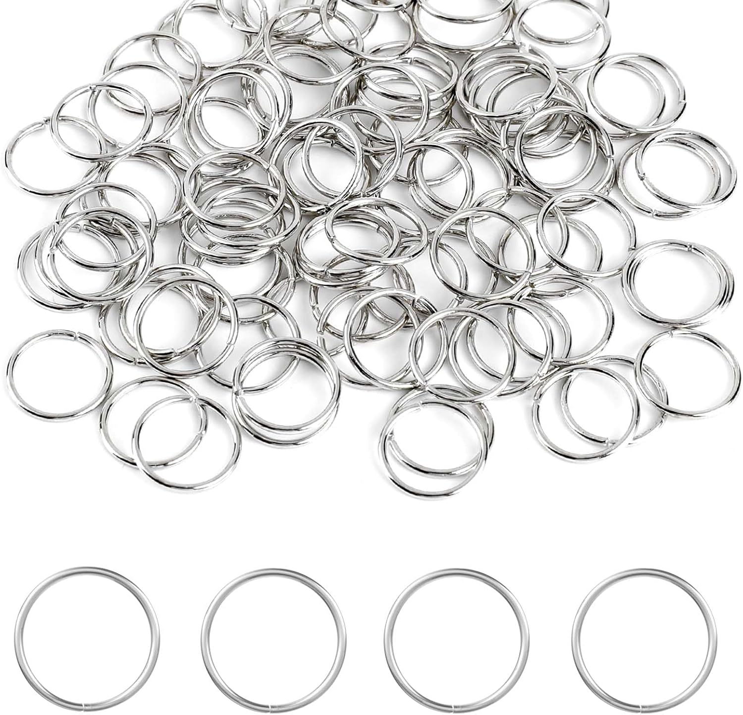100 PCS 12mm Stainless Steel Open Jump Rings Metal Split Rings Super ...