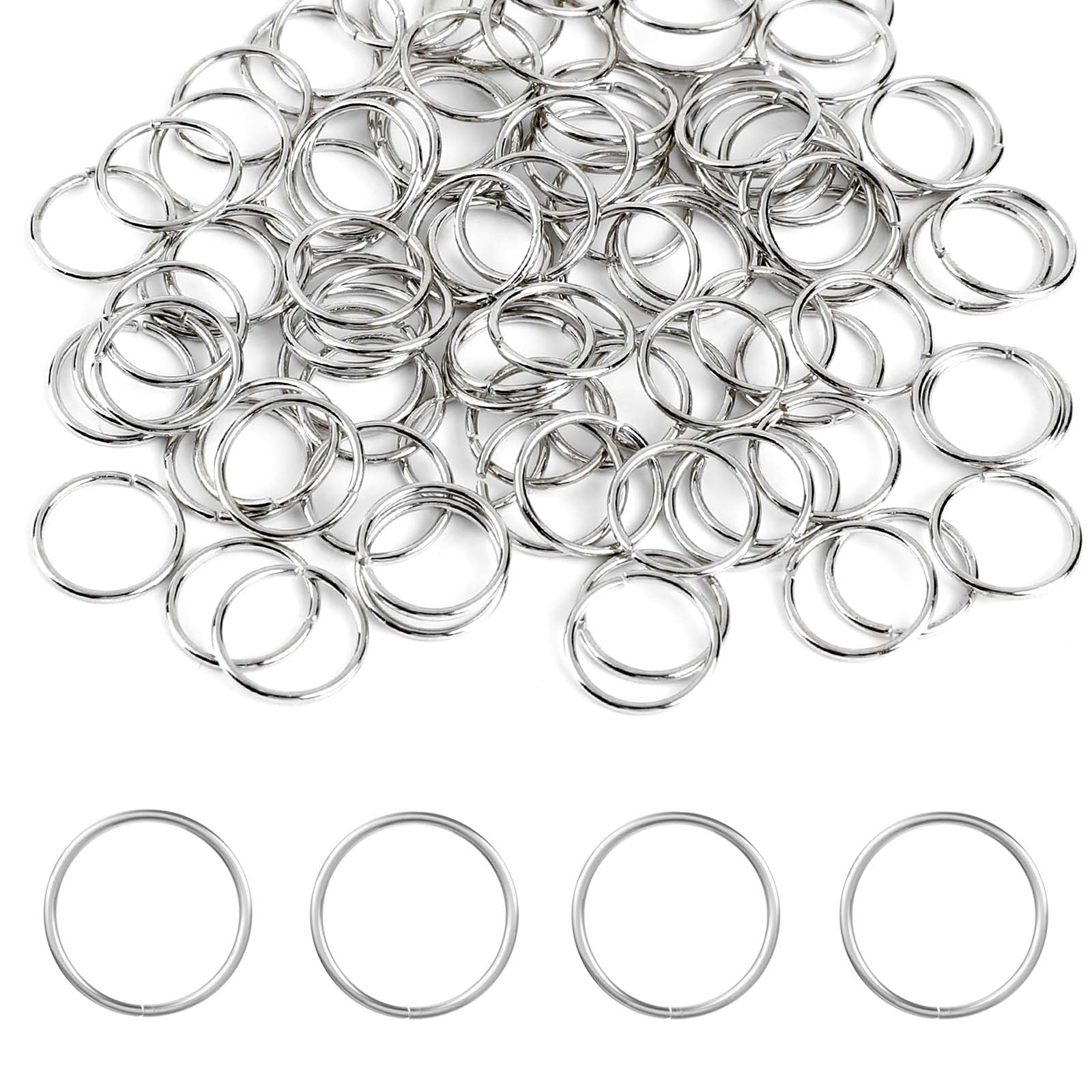 100 PCS 12mm Stainless Steel Open Jump Rings Metal Split Rings Super ...