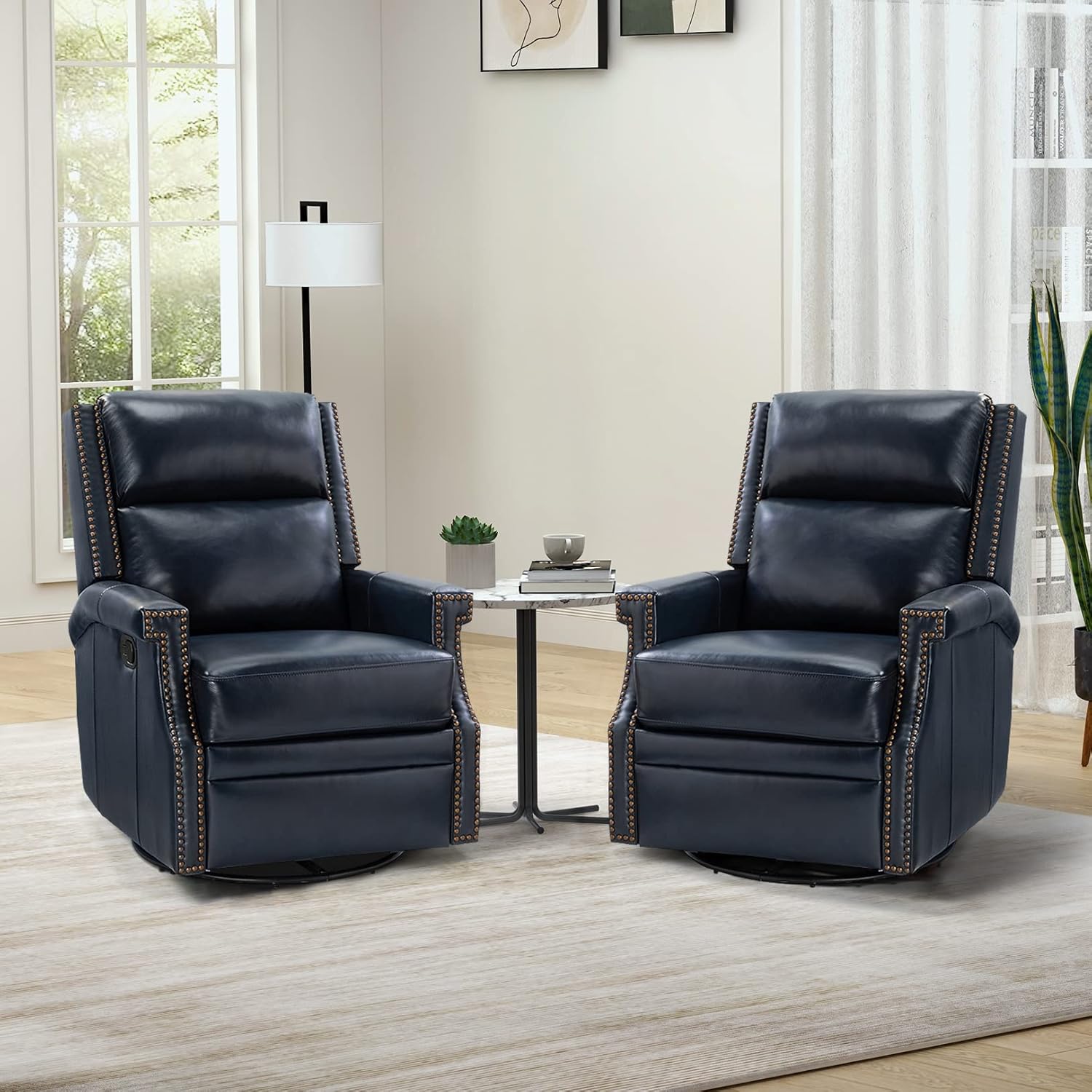 Amazon.com: HULALA HOME Genuine Leather Rocker Recliner Set of 2 ...