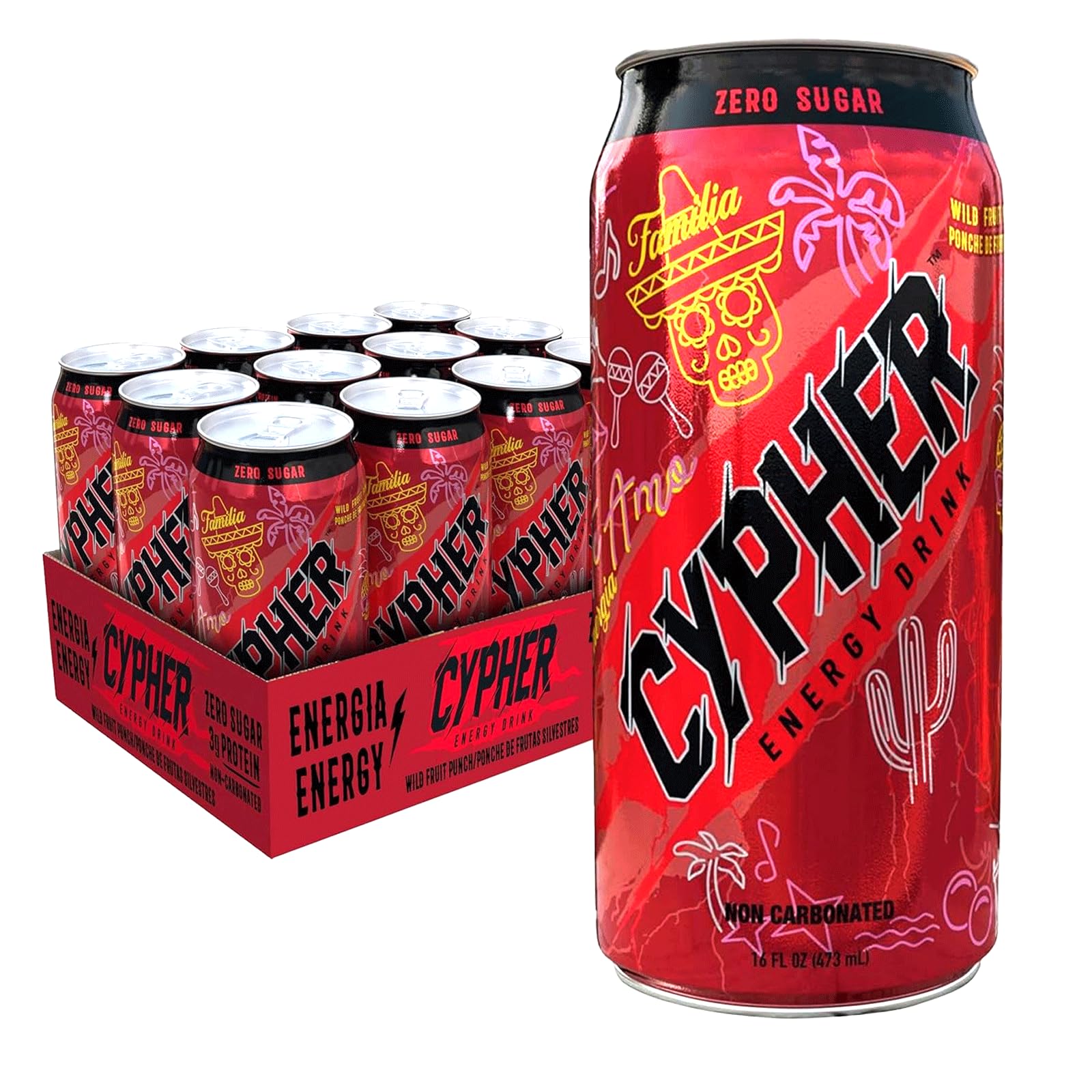 Amazon.com : Cypher Wild Fruit Punch Zero Sugar Energy Drink - 3g Whey ...