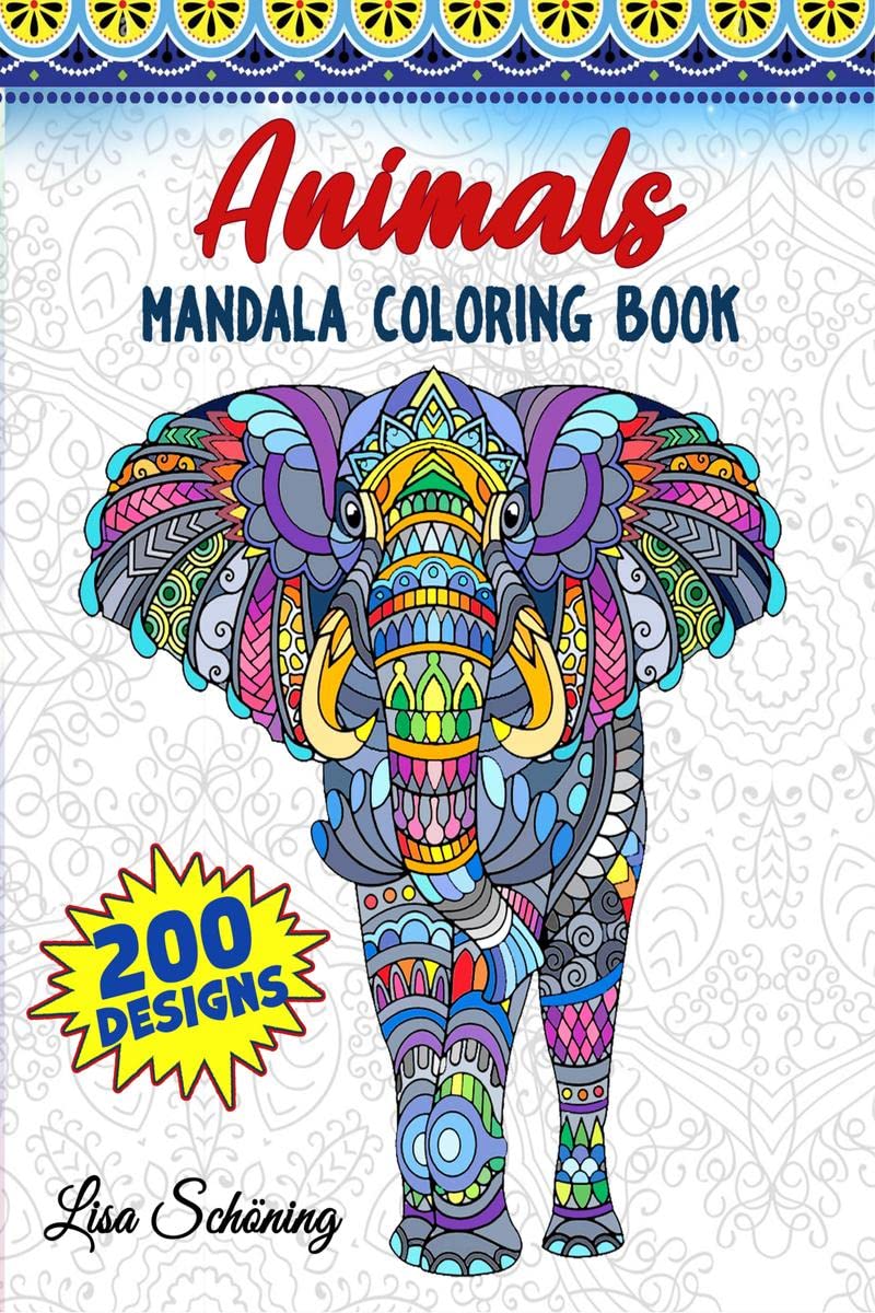 Buy Animals Mandala Coloring Book : 200 Pictures to Color, Beautiful ...