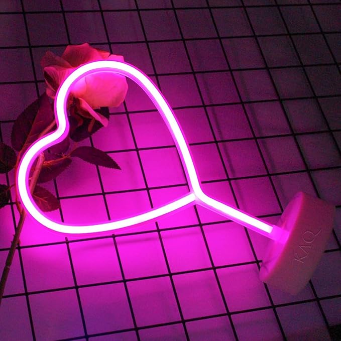 KAQ-Neon Heart Lights Neon Signs, Battery Operated & USB Powered LED ...