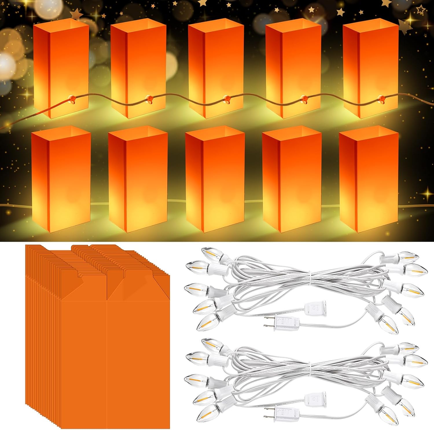 Amazon.com: Aurelema 20 Pcs LED Luminary Bags with String Lights ...