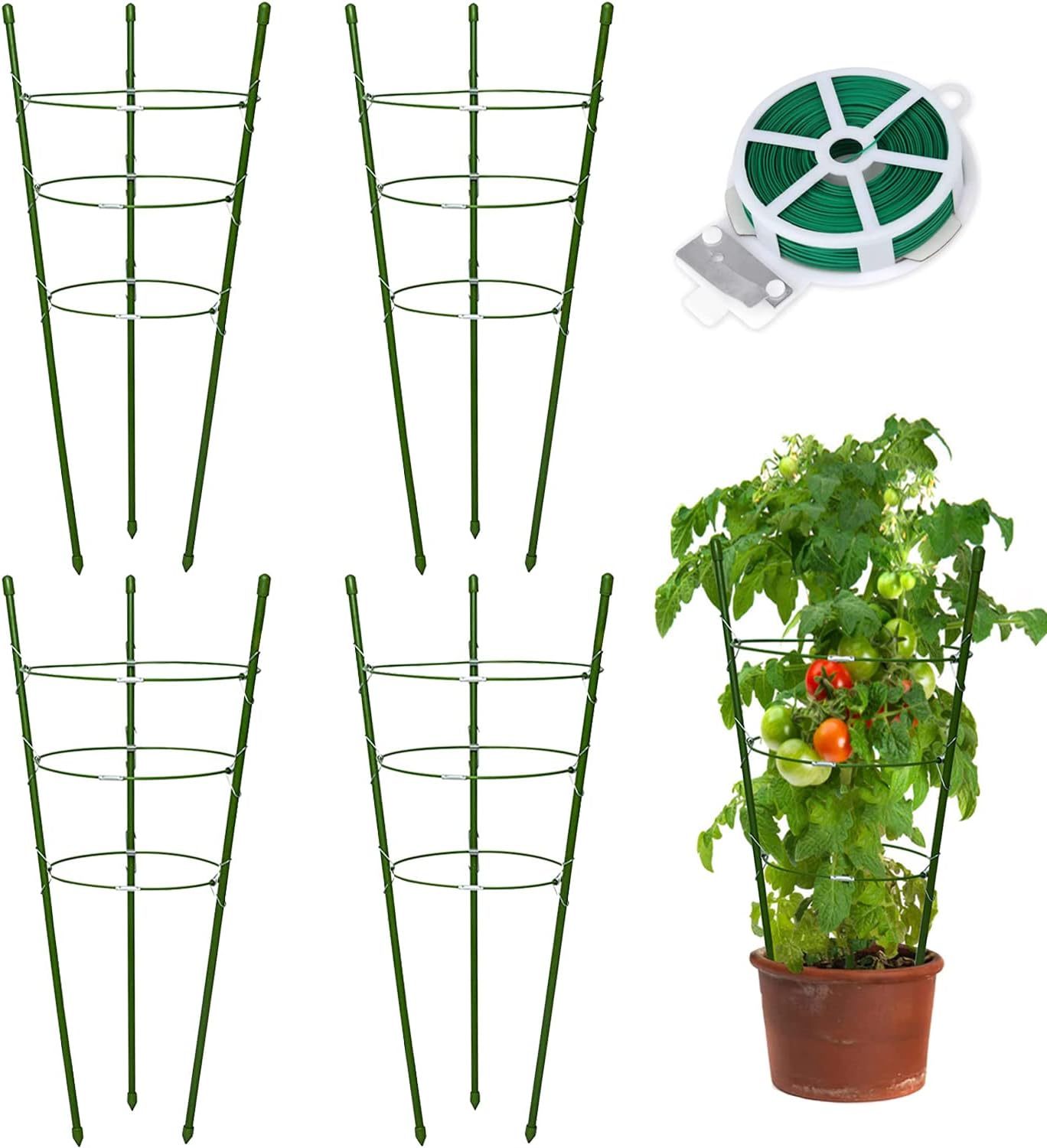Amazon.com : Plant Support Tomato Cages for Garden,4 Pack 18 inch ...