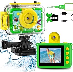 GKTZ Kids Camera Waterproof - 180 Rotatable 20MP Kids Underwater Sports ...