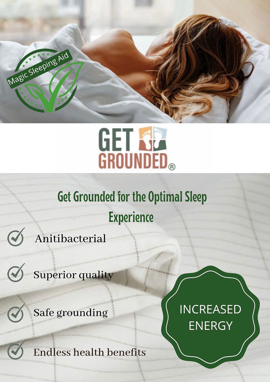 Earthing Sheet Get Grounded for Sleeping Aid Grounding Sheet 280x90cm ...