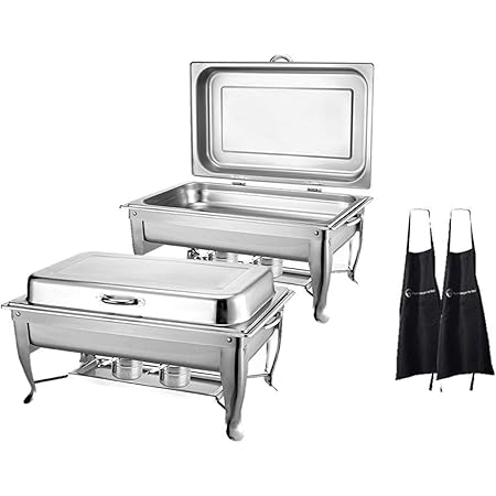 Amazon.com: CHEFQ [2 Pack| 8Qt Deluxe Hinged Chafing Dish Foldable ...