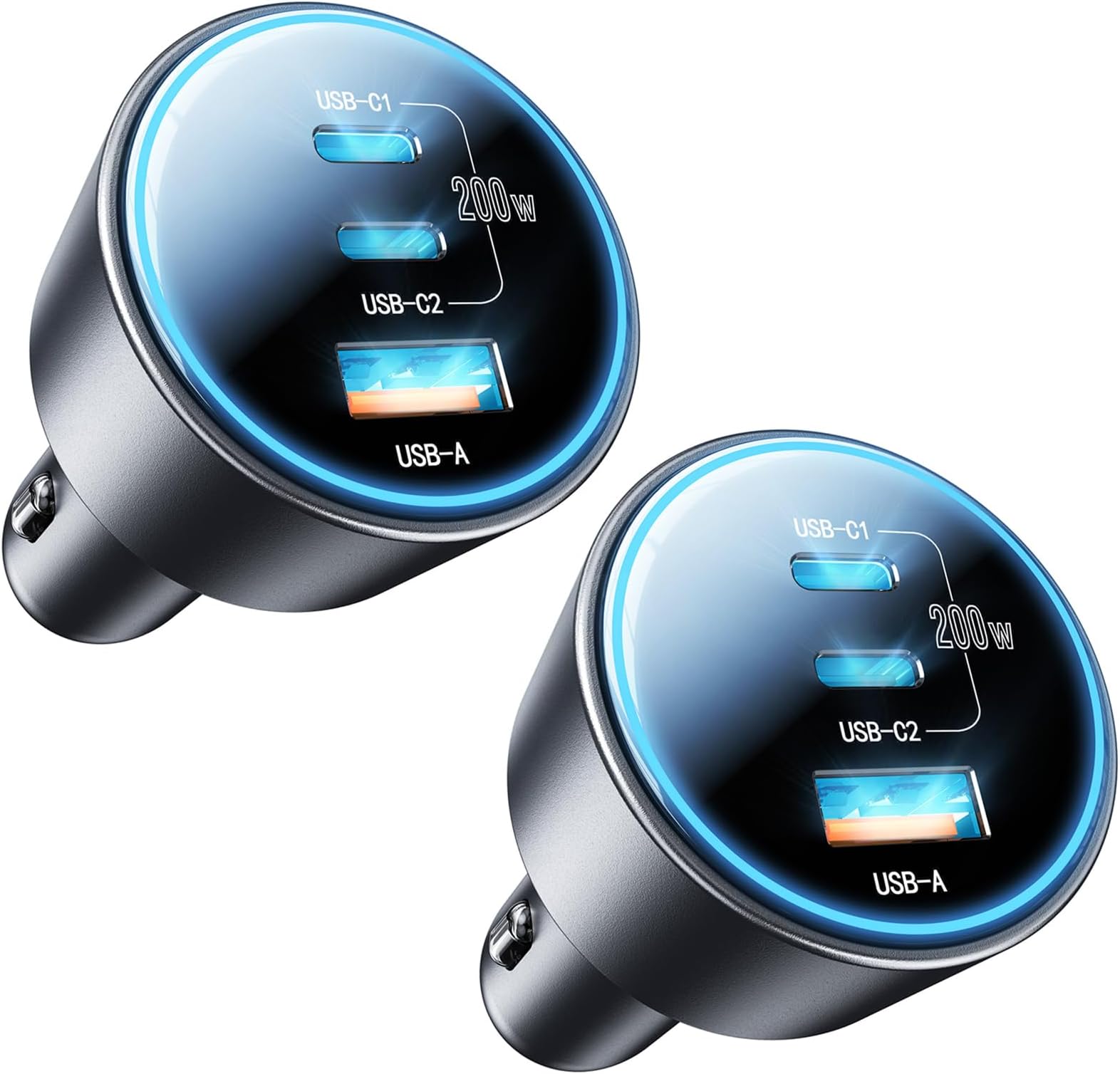 Amazon.com: USB C Car Charger Fast Charging 200W, Dual PD 100W Type C ...