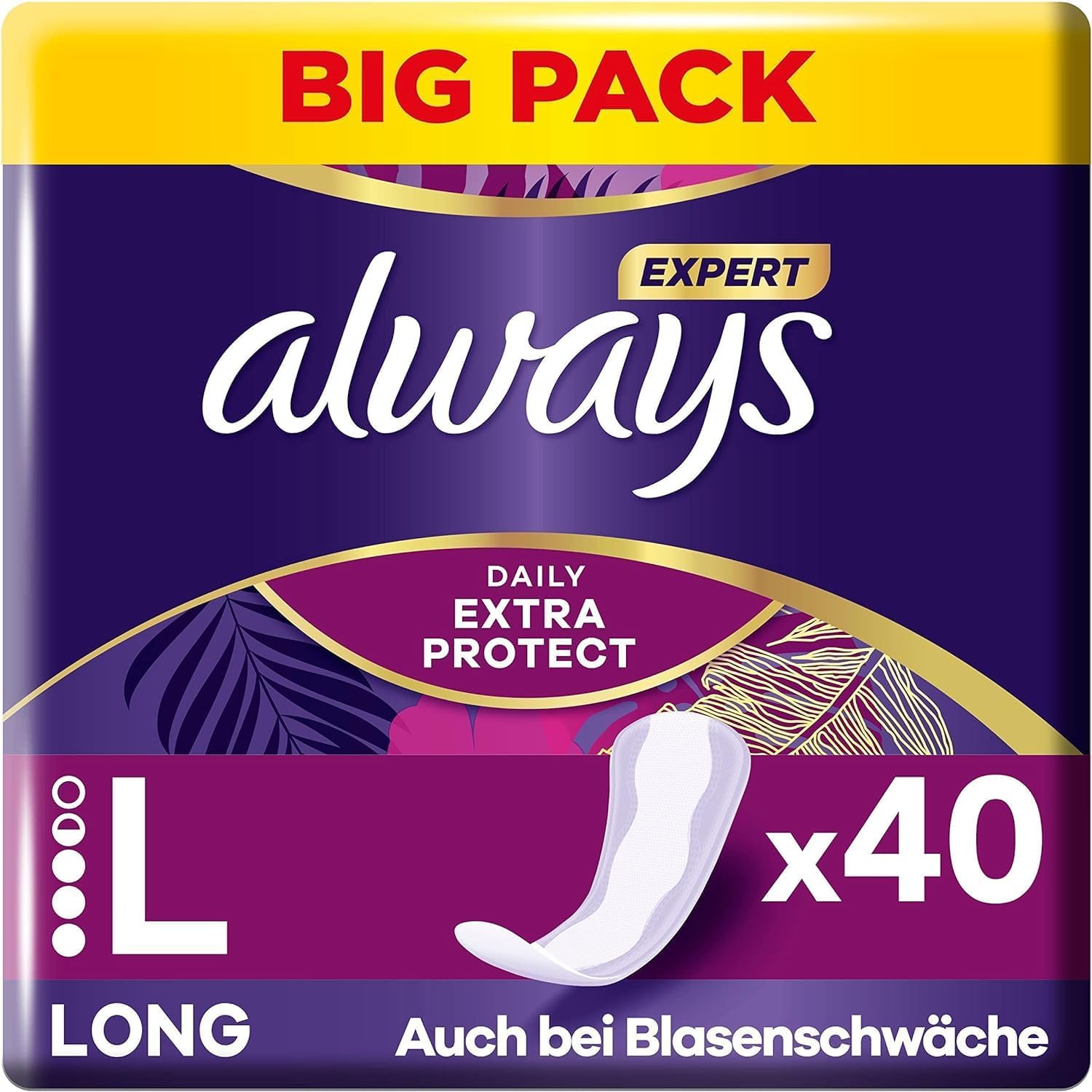 Always Daily Extra Protect Women's Pantiliners, Long (40 Pads), Giga ...