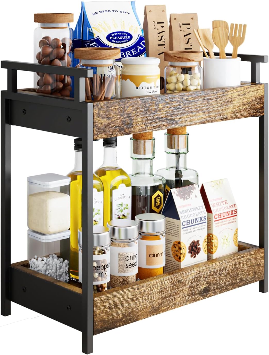 Amazon.com: YINMIT Tiered Display Stand Riser Shelf, Wooden Spice Rack ...