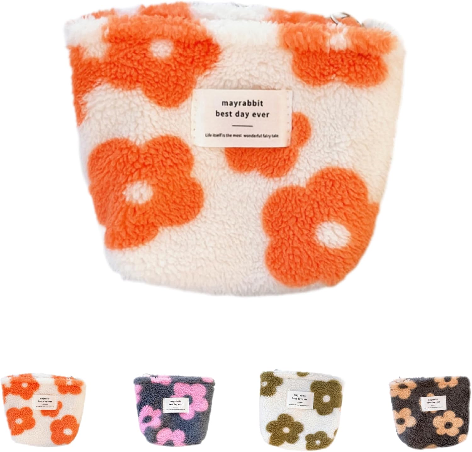 Amazon.com: Plush Flower Coin Purse Fuzzy Cute Coin Purse Pouch Change ...