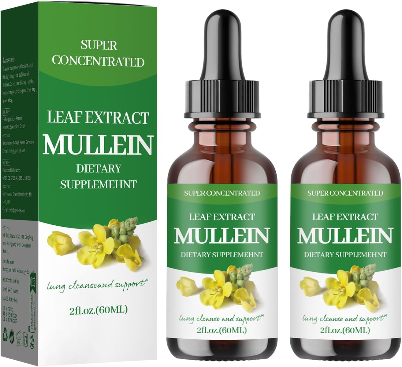 Amazon.com: Mullein Drops for Lungs,Mullein Leaf Extract - Support Lung ...