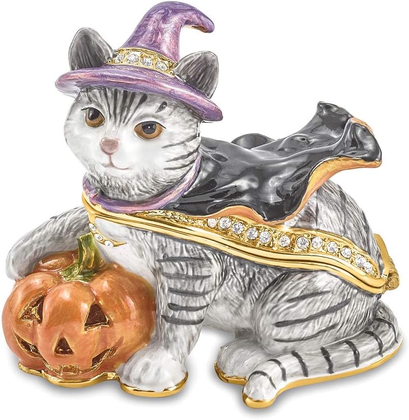 Amazon.com: Jere Luxury Giftware Bejeweled Serena Halloween Cat, Pewter ...
