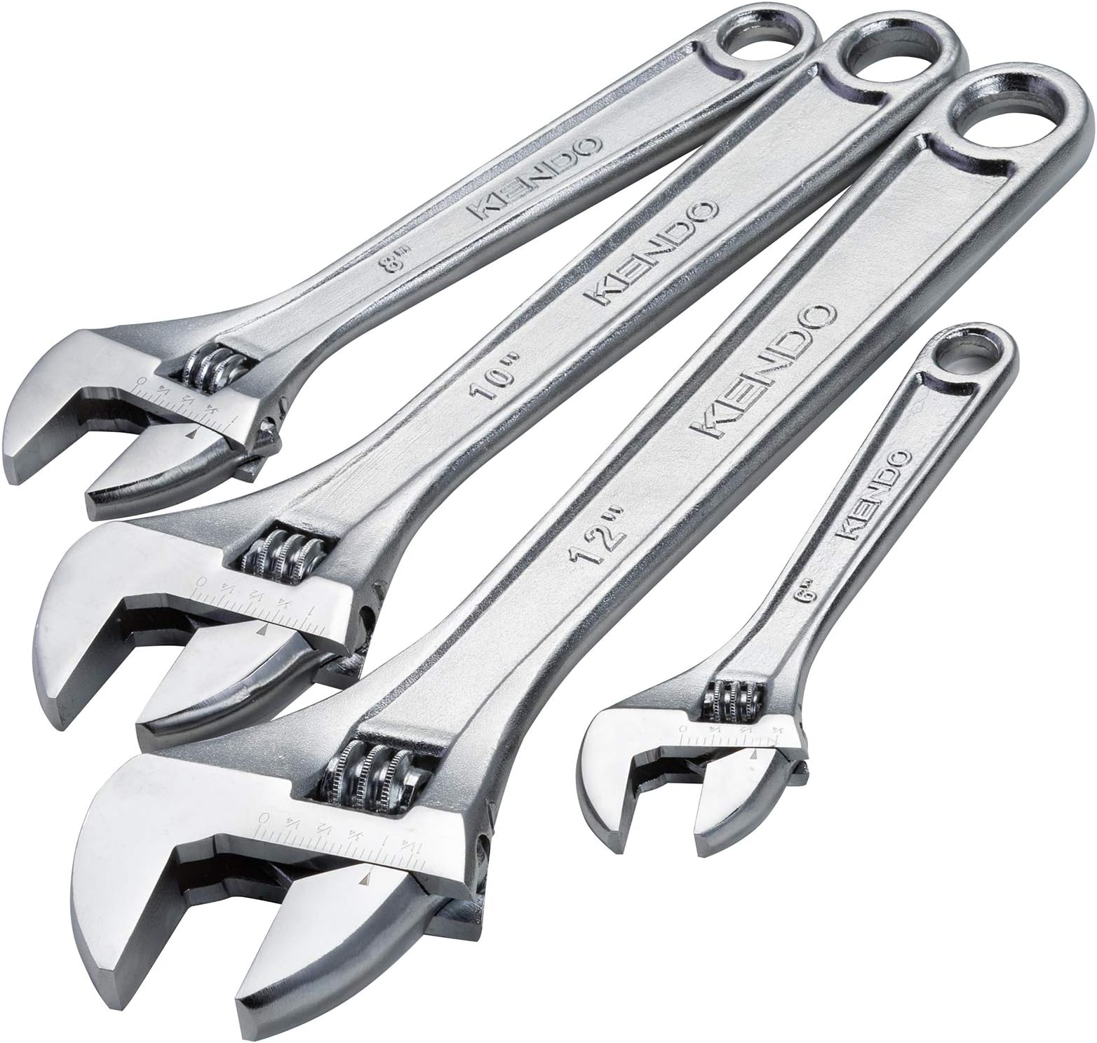 Kendo 4pcs Heavy Duty Adjustable Wrench Set - 6", 8", 10" & 12" Wrench ...