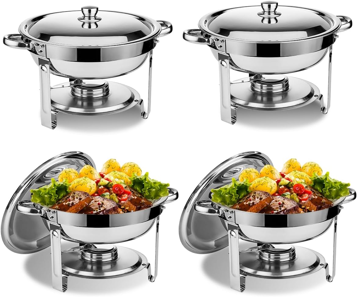 Amazon.com: Chafing Dish Buffet Set 5 QT 4 Packs Stainless Steel Buffet ...