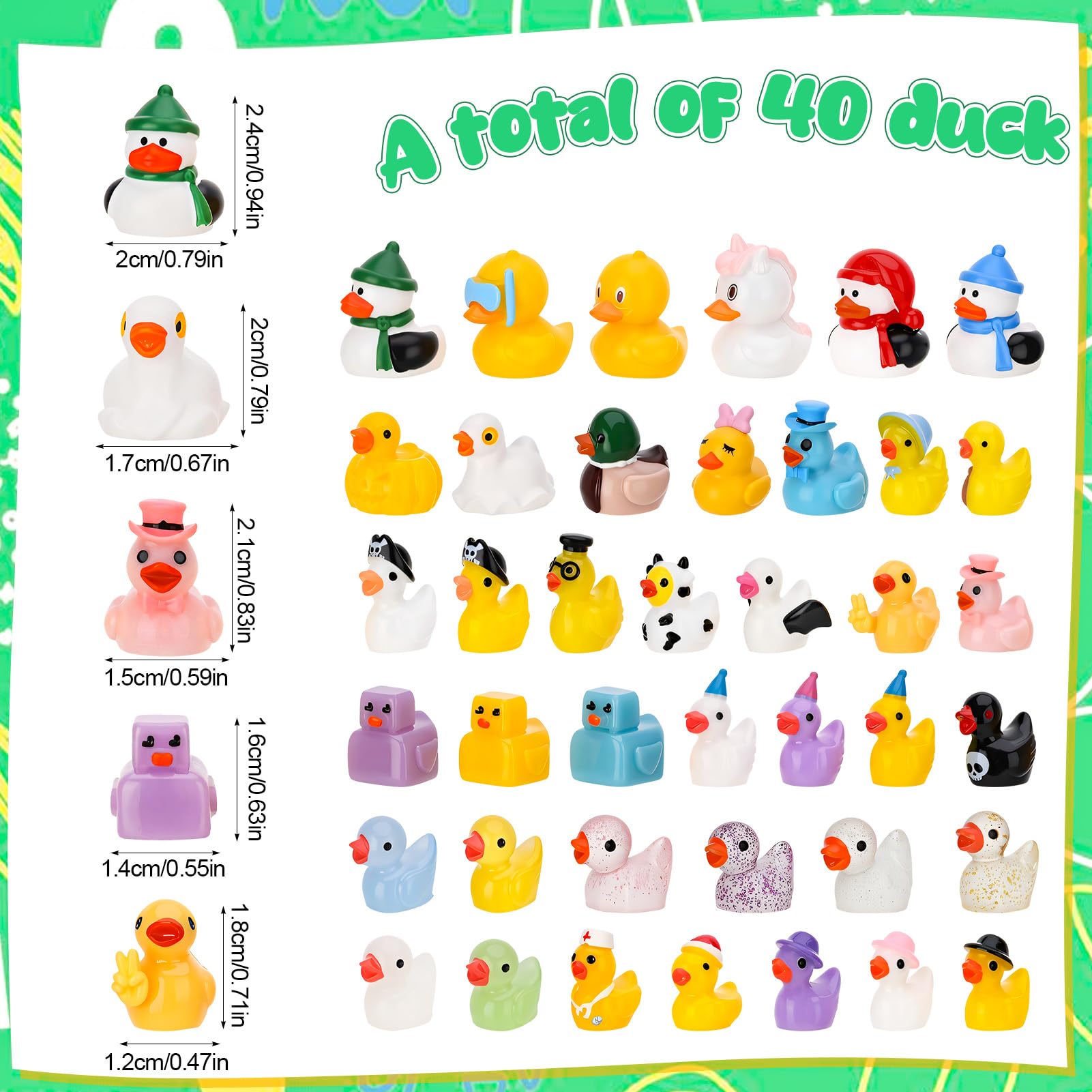 Snapklik.com : 40Pcs Multicolor Mini Resin Ducks, Mini Animals Figures ...