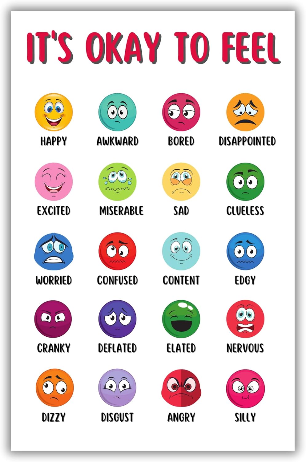 Aldera Graphics Colorful Feelings Chart Poster - Learning Emotions ...