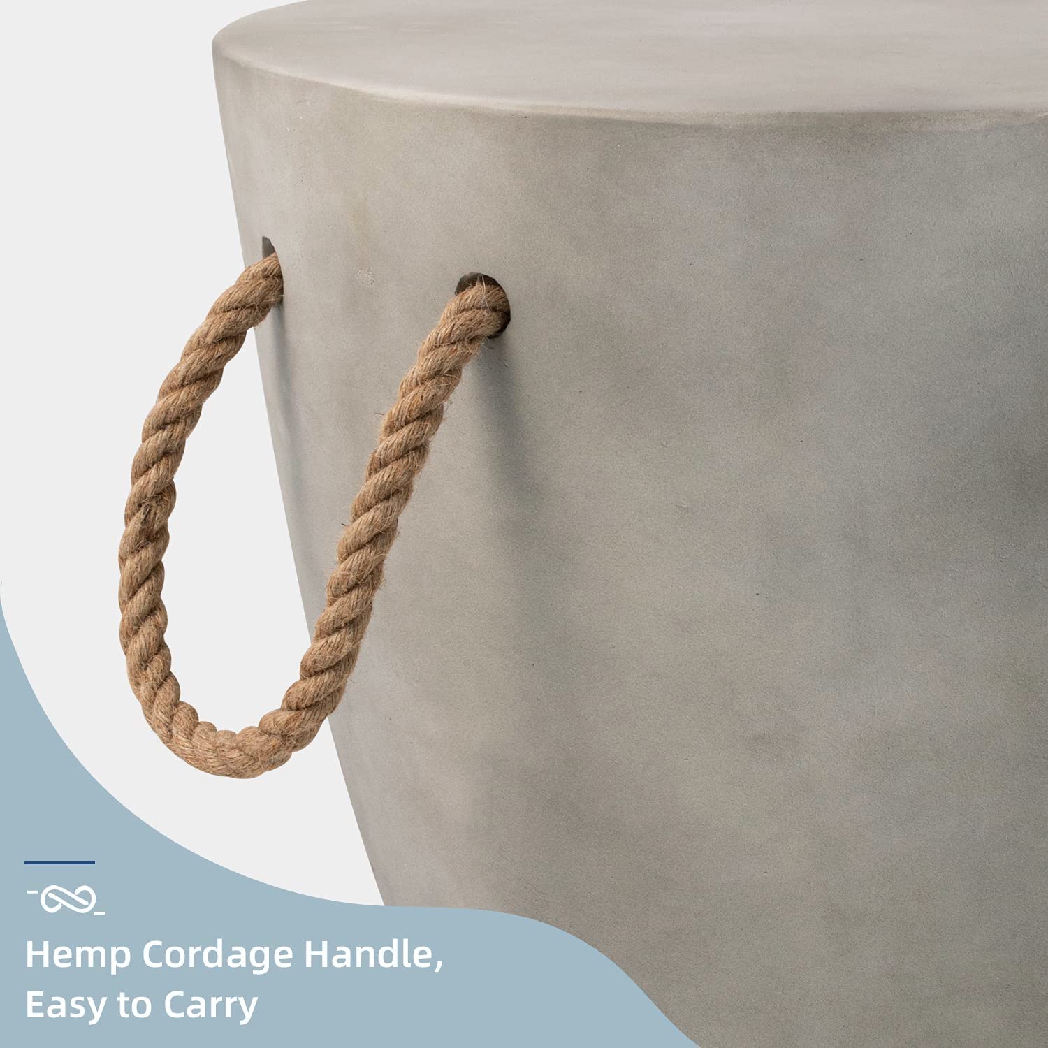 HOMPUS Concrete Outdoor Side Table Drum Accent Light Gray Modern End ...