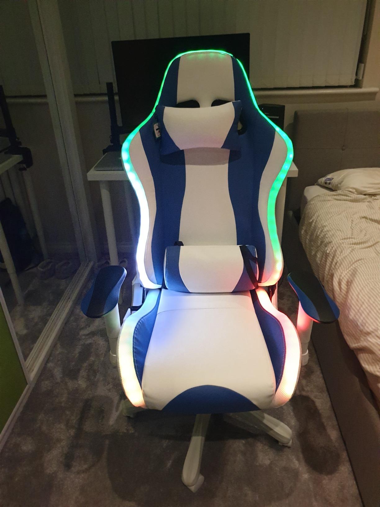Vinsetto RGB LED Light Gaming Chair, PU Leather Thick Padding High Back ...