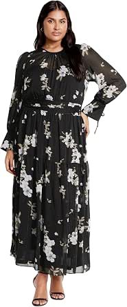 City Chic Women's Plus Size Maxi Amira PRT at Amazon Women’s Clothing store