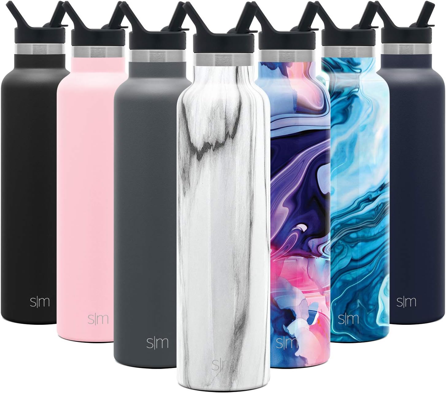 Amazon.com: Simple Modern Water Bottle with Narrow Mouth Straw Lid ...