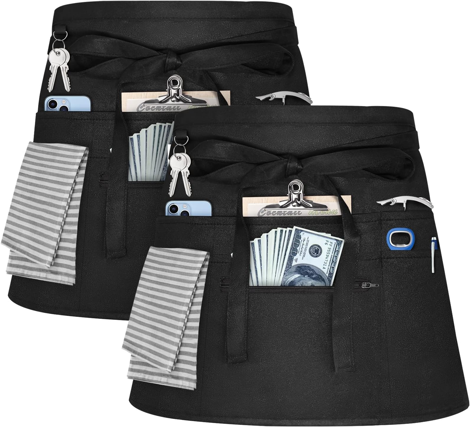 Amazon.com: NLUS 2 Pack Waitress Apron with 8 Pockets, Server Aprons ...