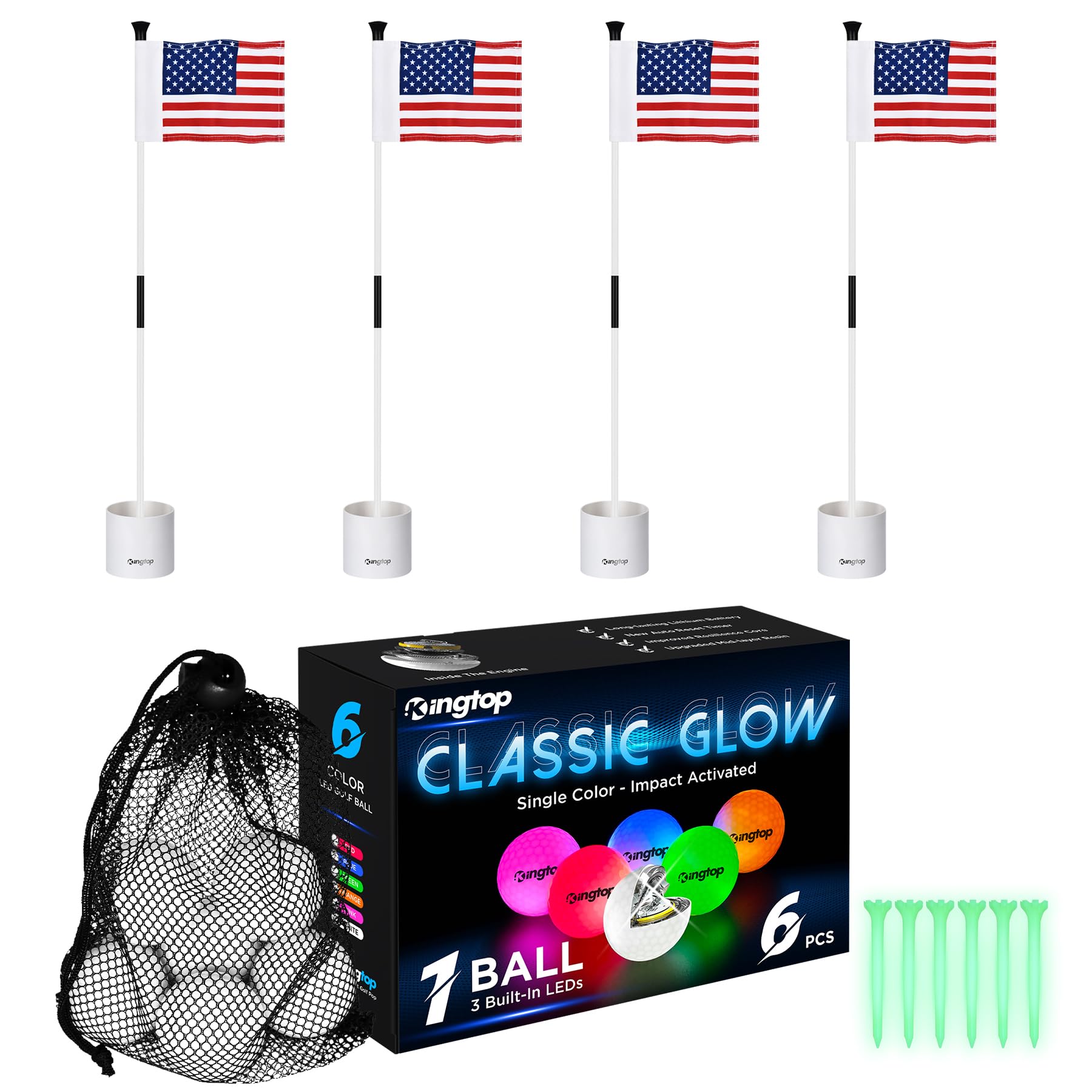Amazon.com : KINGTOP 3ft Golf Flagstick and LED Glow Golf Ball Bundle ...