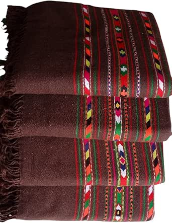 AFGHAN PAKISTAN PATOO BLANKET LAMB PURE WOOL BROWN HANDMADE SHAWL PATU ...