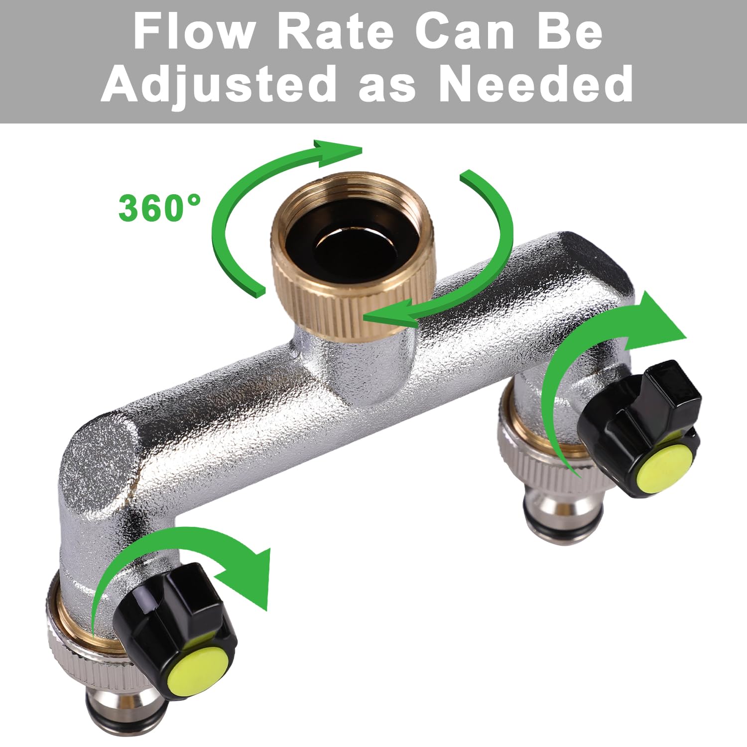 Brass Hose Connector Garden Tap Splitter 2 Way with 2 Individual Ball ...