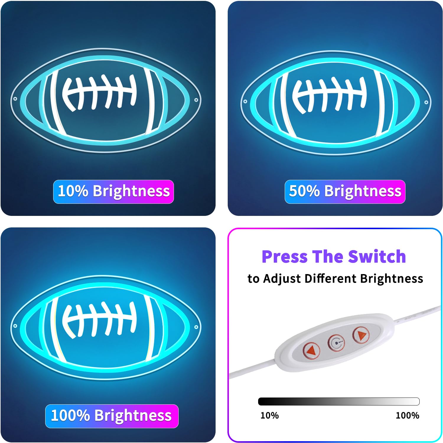 Snapklik.com : Vimeepro Rugby Neon Sign Dimmable LED Neon Signs For ...