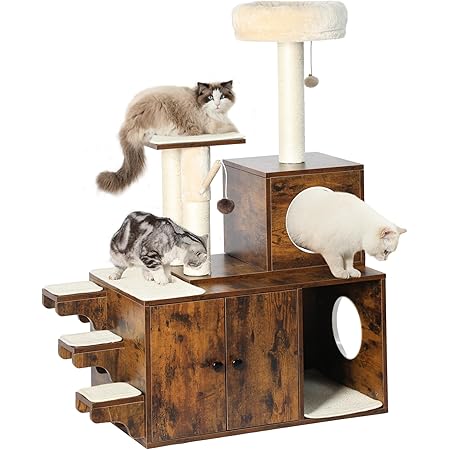Amazon.com : YITAHOME Litter Box Enlcosure with Cat Tree, 4-in-1 Modern ...